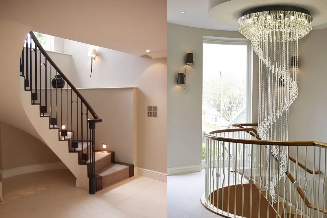 Different balustrade materials within bespoke staircase design