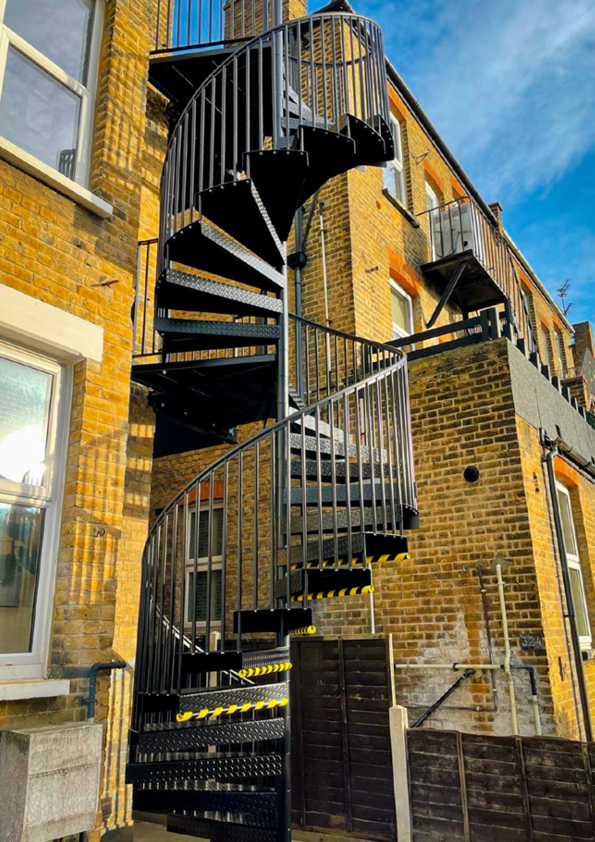 External steel spiral staircase for a property in Essex