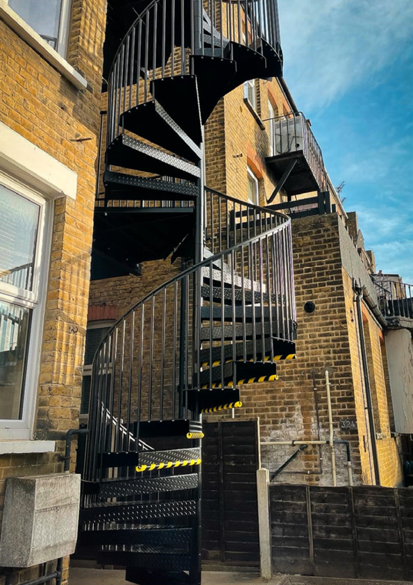 External steel spiral staircase for a property in Essex