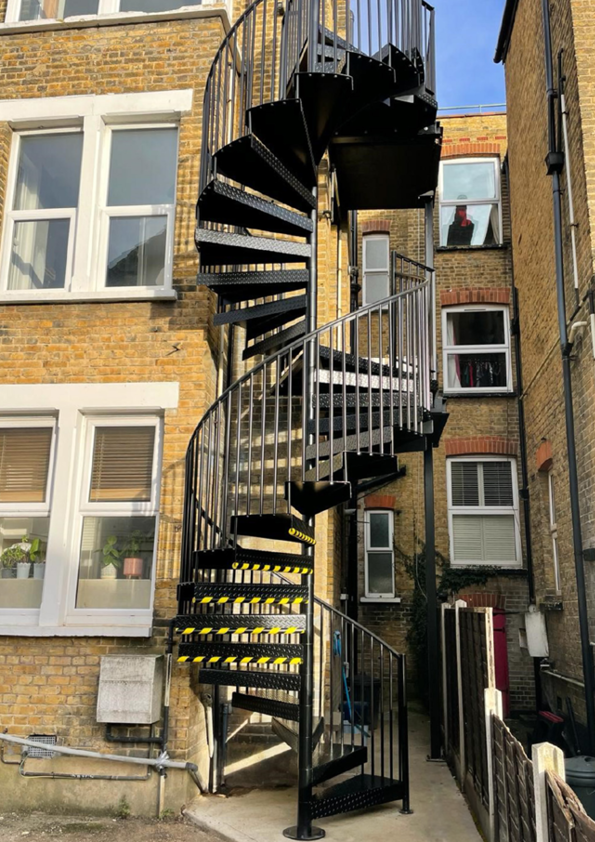 External steel spiral staircase for a property in Essex
