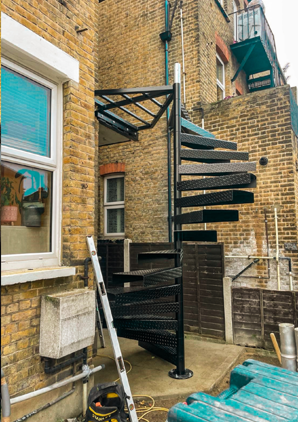 External steel spiral staircase for a property in Essex