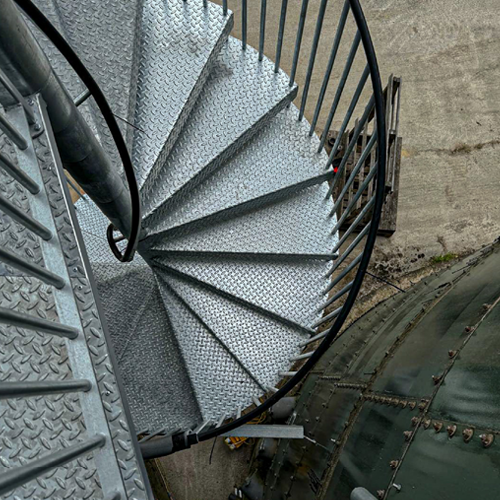 Spiral Staircase In-between Two Silo B&B's