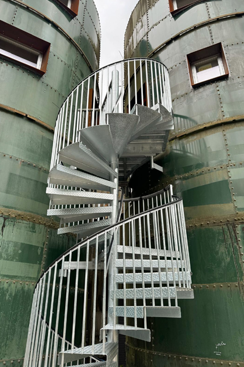 Spiral Staircase In-between Two Silo B&B's